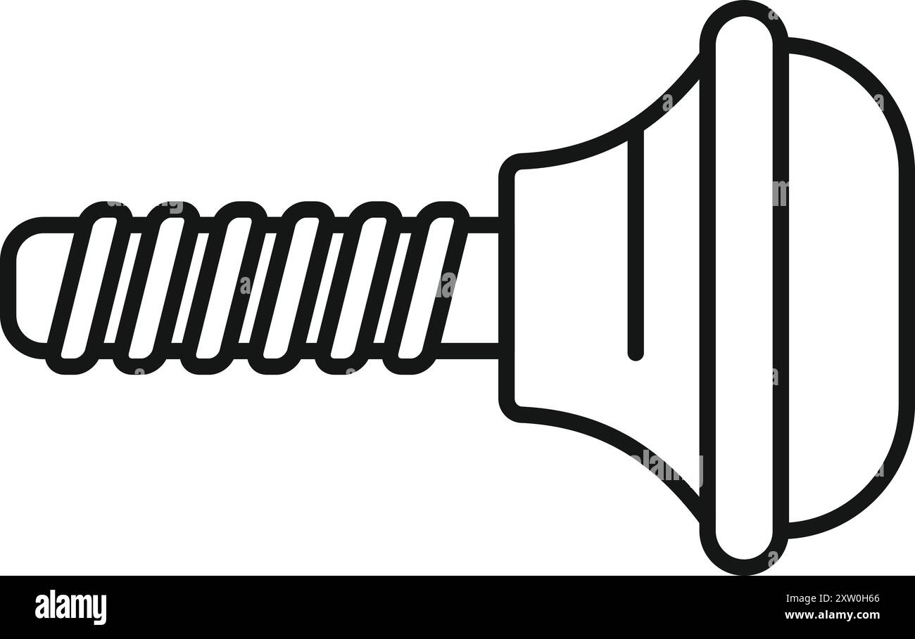 Simple black and white line drawing of a screw fastening element ...