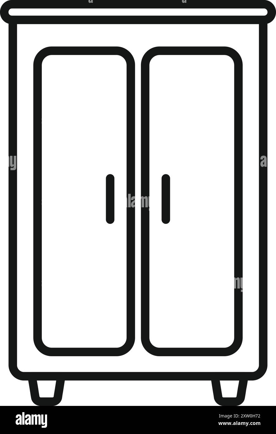 Simple black and white line art of a wardrobe, perfect for representing ...