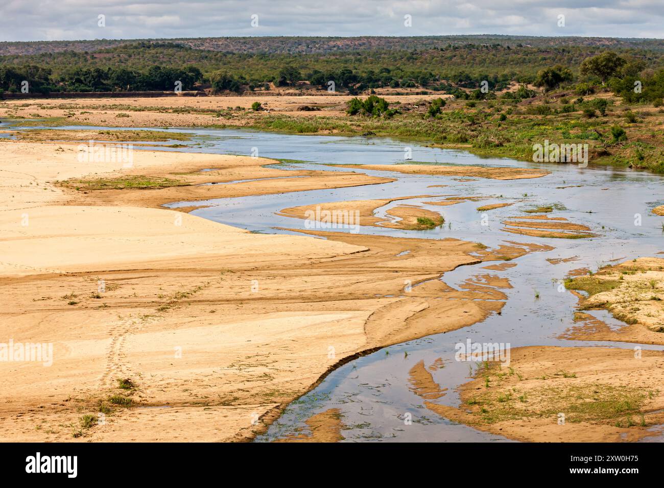 South Africa, Kruger National Park, Letaba River from the bridge Stock ...