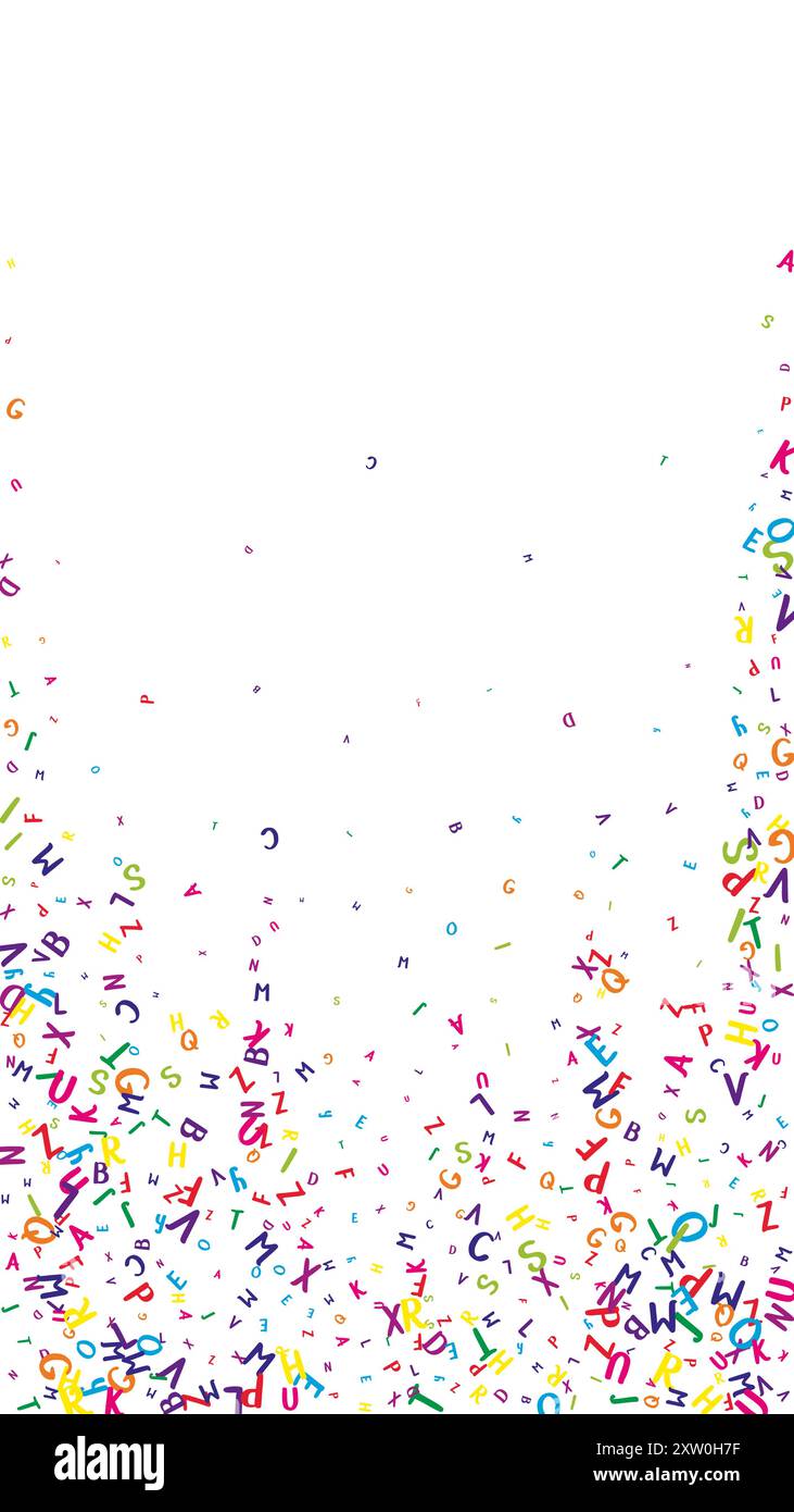 Falling letters of English language. Colorful childish flying ...