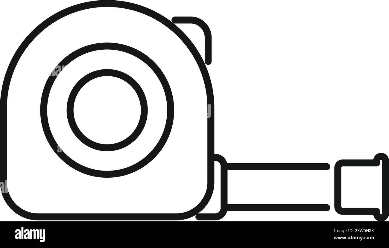 Simple black and white vector illustration of a measuring tape, a tool ...