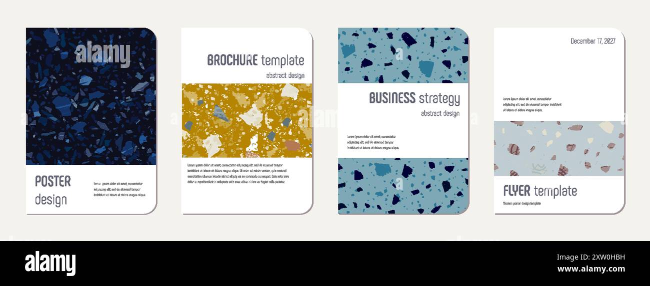 Notepad cover design. Terrazzo abstract background made of natural ...