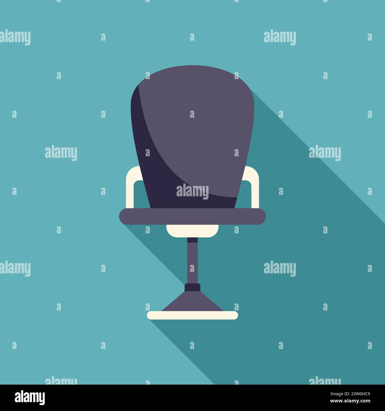 Modern office chair is casting a long shadow on a turquoise background ...