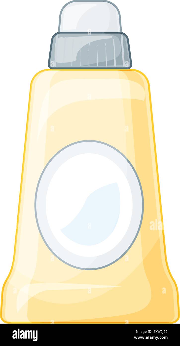 Yellow plastic bottle with push pull cap for liquid product packaging ...