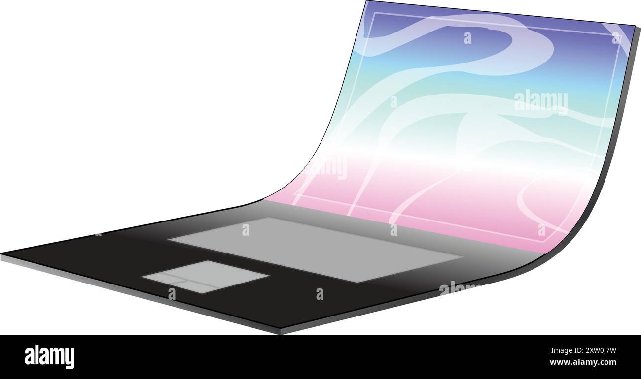 Flexible laptop computer bending screen folding design Stock Vector ...