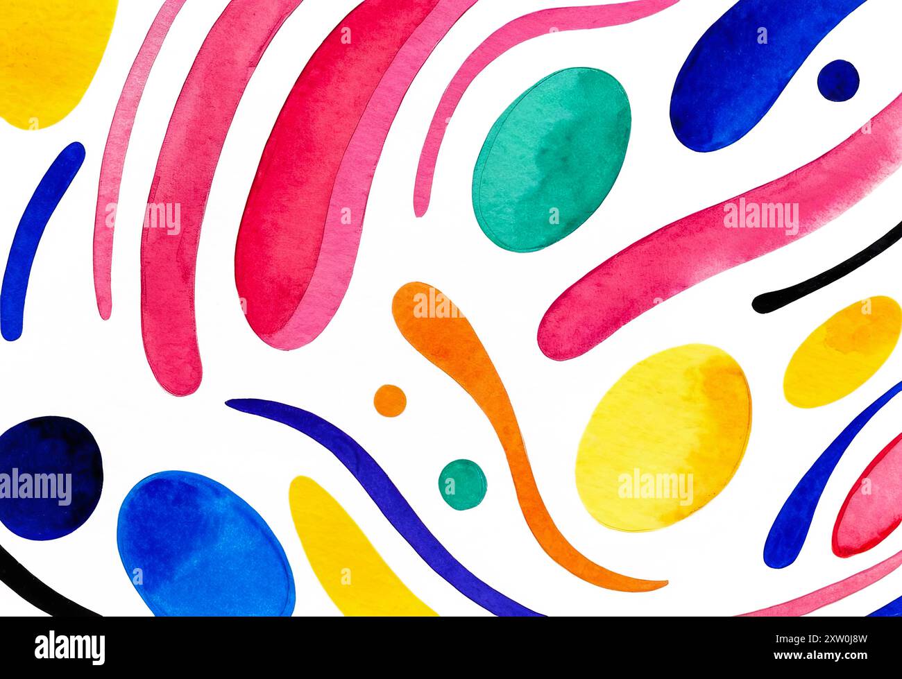 Various bright colorful shapes on white, surreal abstract background ...