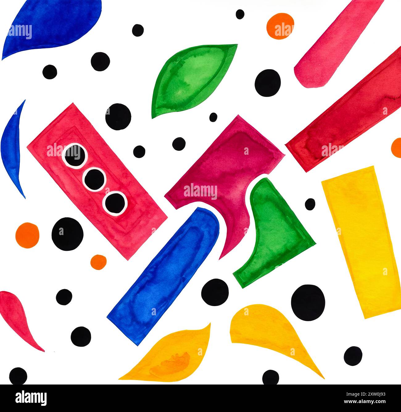 Various bright colorful shapes isolated on white, abstract background ...