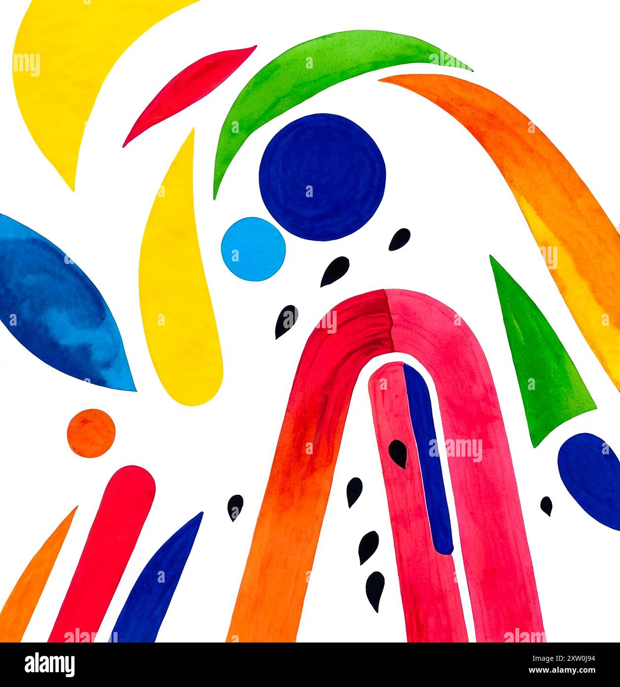 Various bright colorful shapes isolated on white, abstract background ...