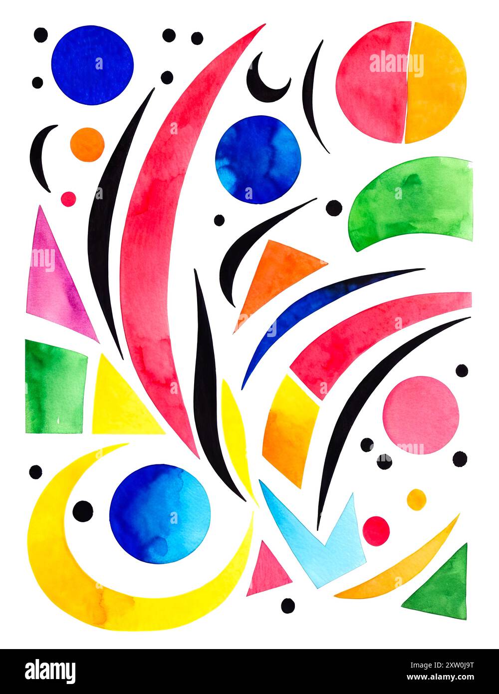 Various bright colorful shapes isolated on white, abstract background ...