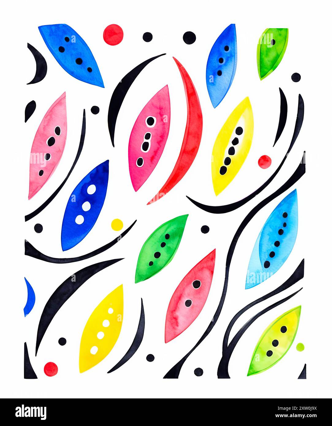 Various bright colorful shapes isolated on white, abstract background ...