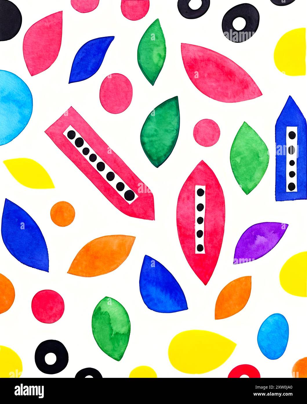 Various bright colorful shapes isolated on white, abstract background ...