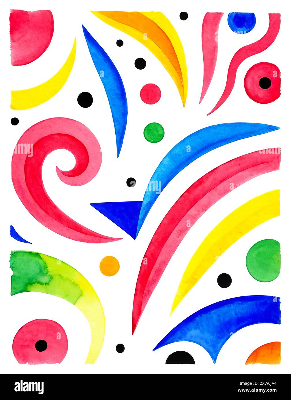Various bright colorful shapes on white, psychedelic abstract ...