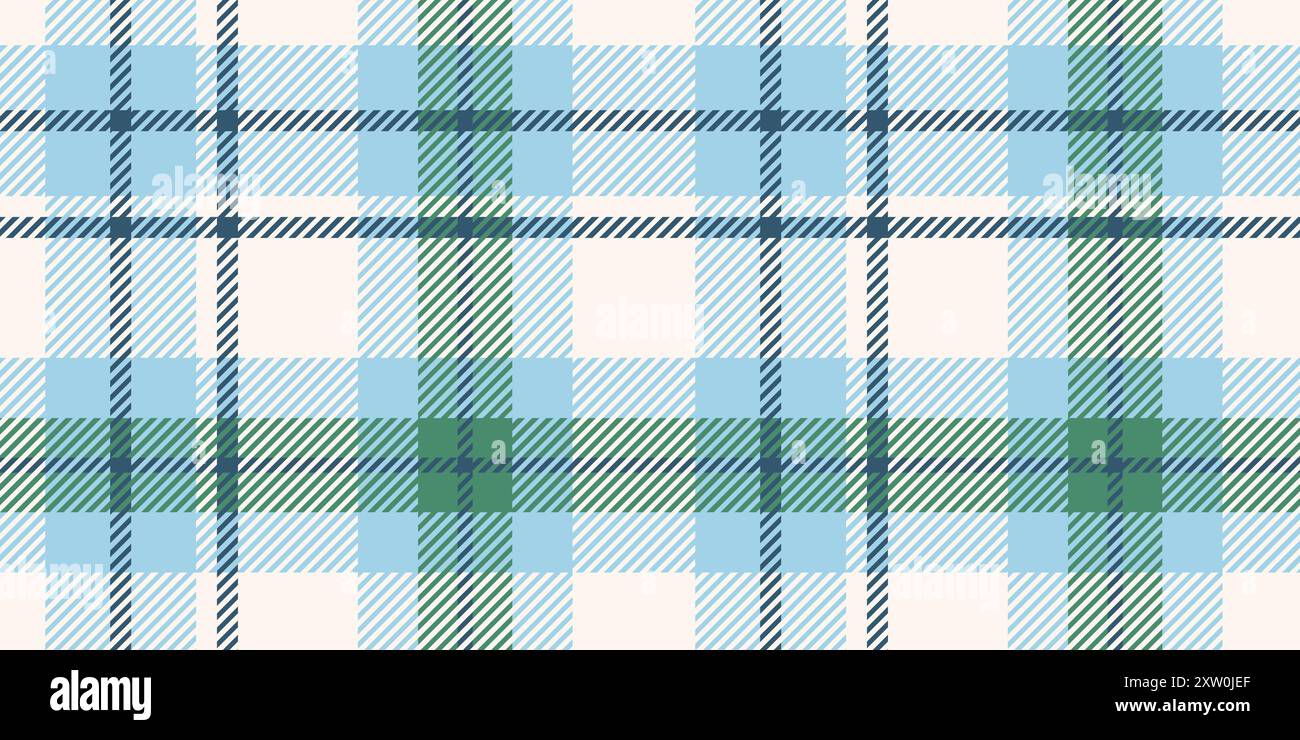 This seamless tartan pattern, rendered in blue, green, and white ...