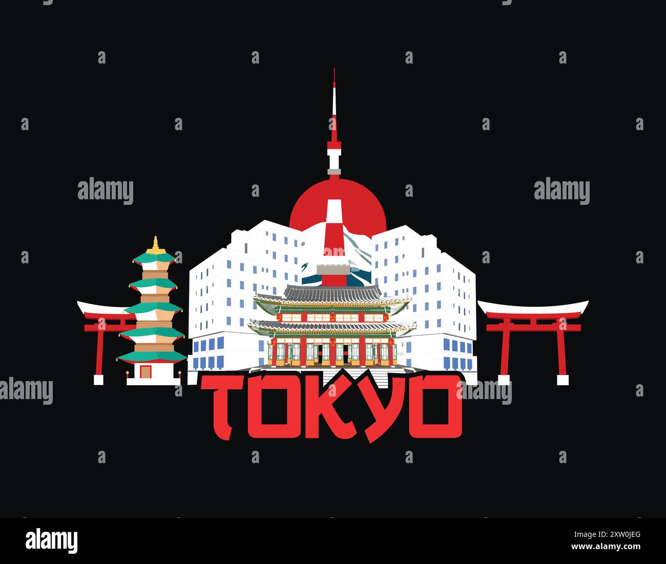 Tokyo vector illustration with typography for t shirt design, tokyo t ...