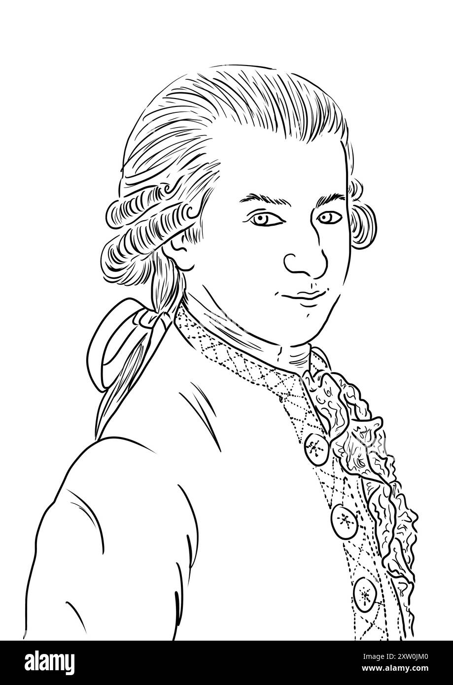 Portrait of Wolfgang Amadeus Mozart, famous composer and musician Stock ...