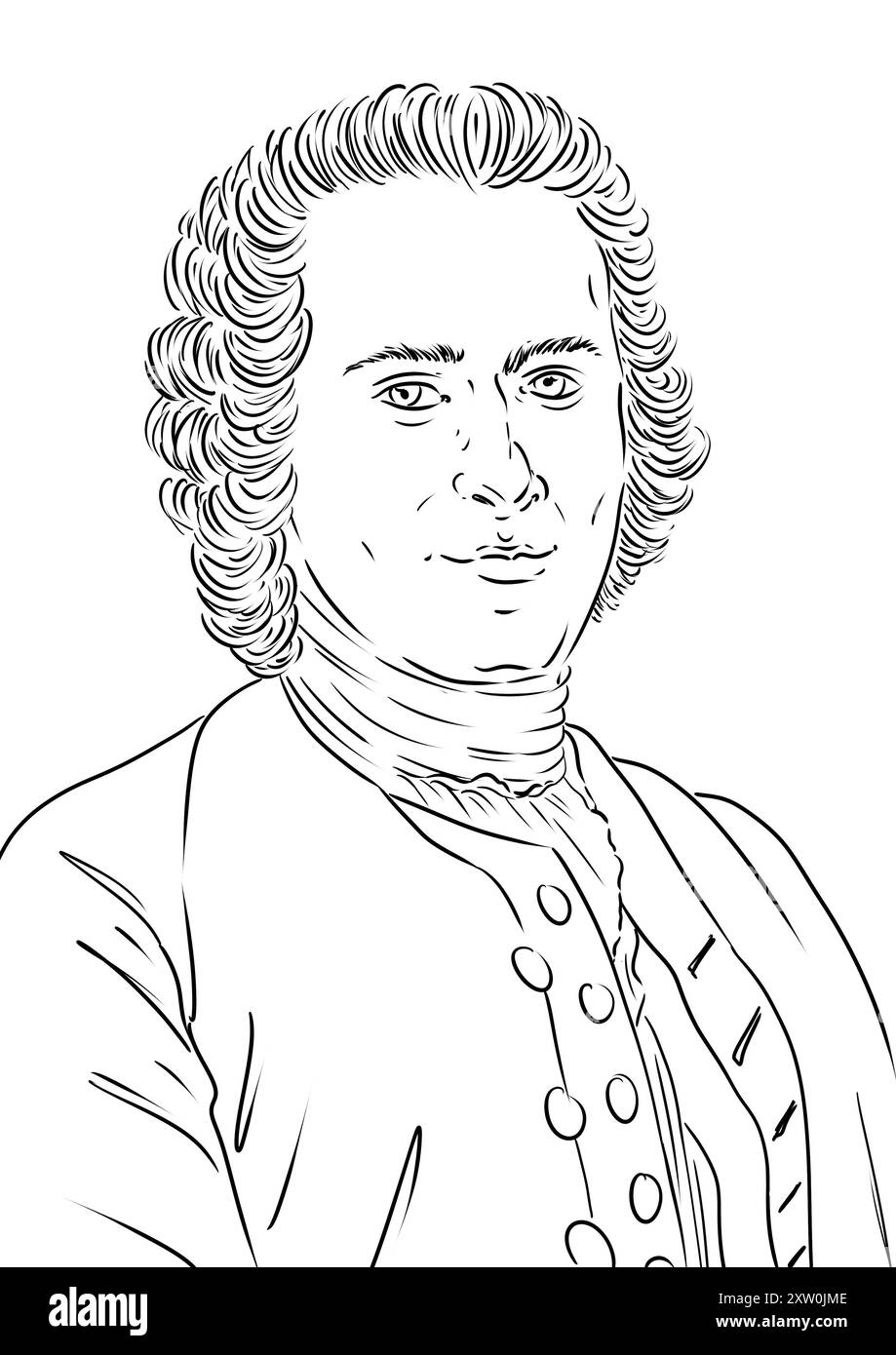 Portrait of Jean-Jacques Rousseau, french philosopher and author of the ...