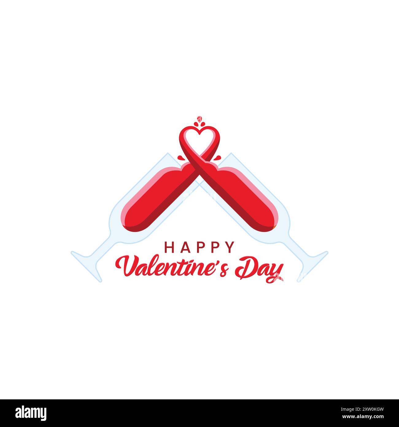 Happy Valentine's day wine glasses heart splash vector clipart ...