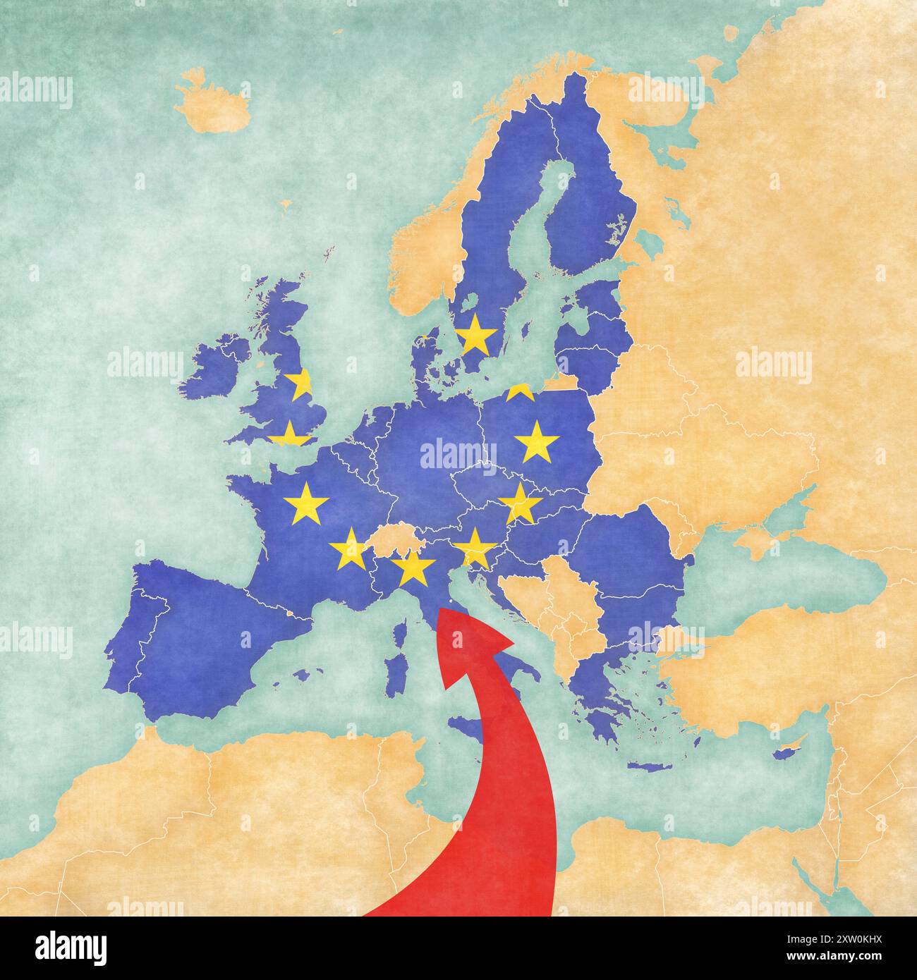 Migration to Europe. Illustrative map of immigration to the EU from ...
