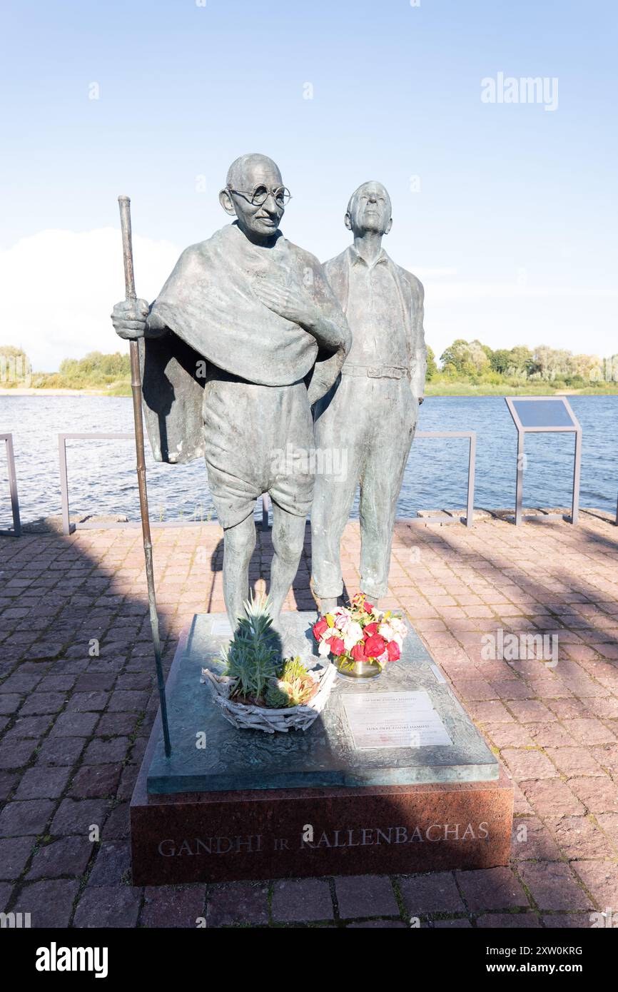 Statue of Hermann Kallenbach and Mahatma Gandhi. Kallenbach was a ...