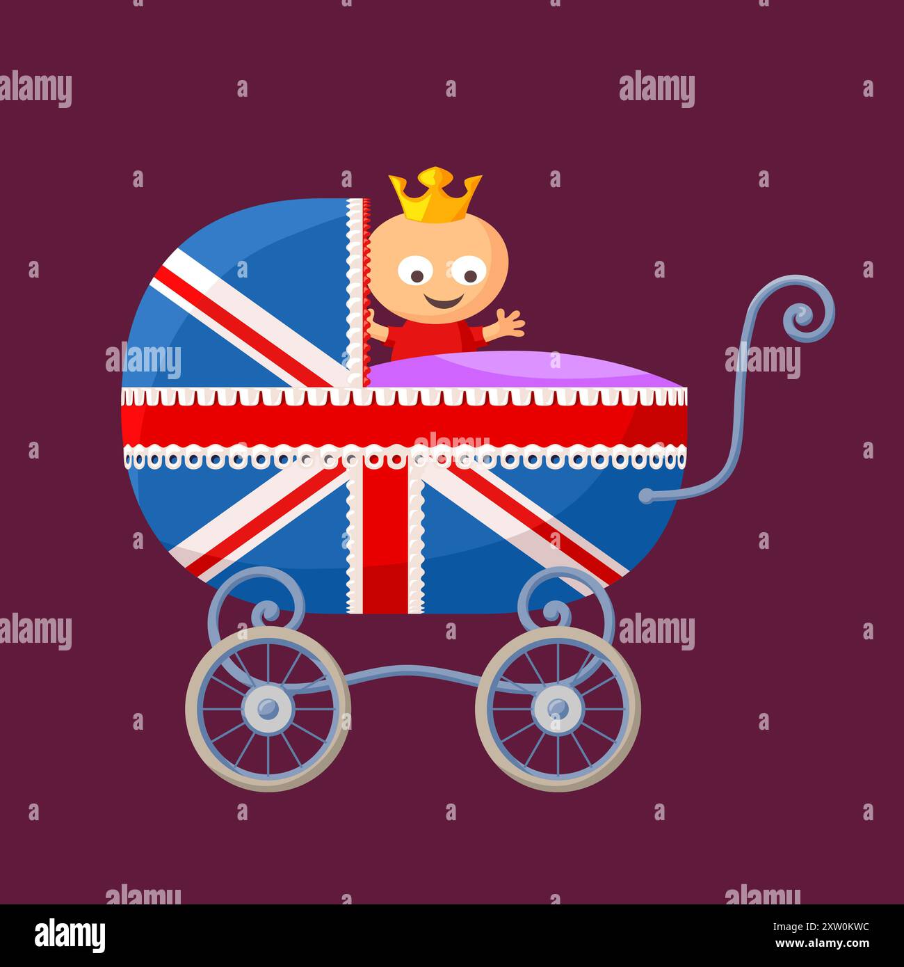 English royal baby in baby carriage with British flag Stock Vector ...