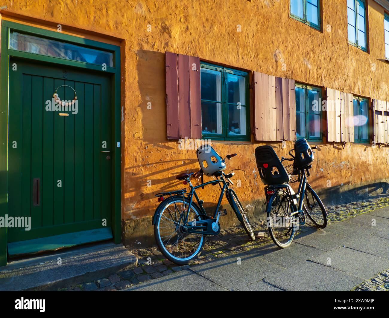 Copenhagen, Denmark - July, 2021: Nyboder is a historic row house ...