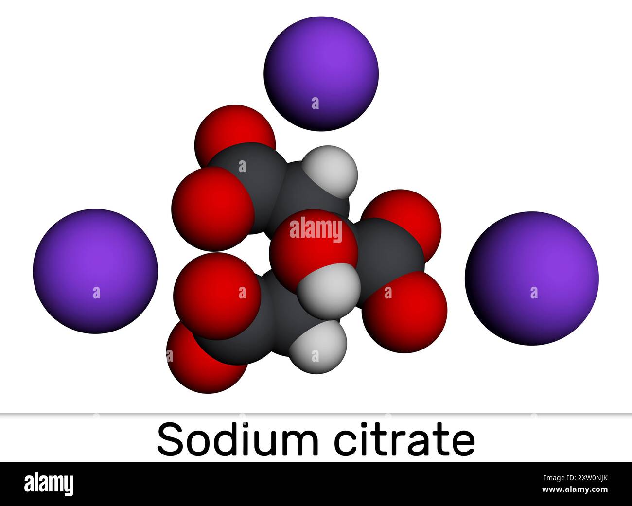 Sodium citrate or trisodium citrate molecule. Flavouring agent, food ...