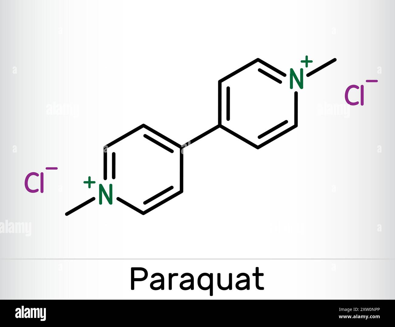 Paraquat, methyl viologen molecule. It is herbicide, pesticide ...