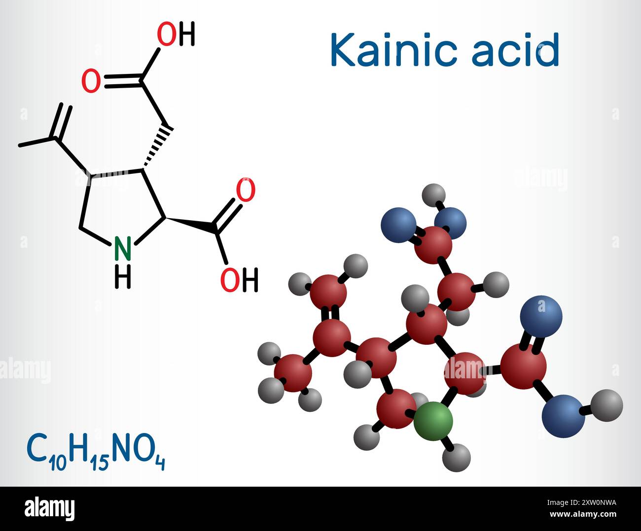 Kainic acid or kainate molecule. It is neuroexcitatory amino acid ...