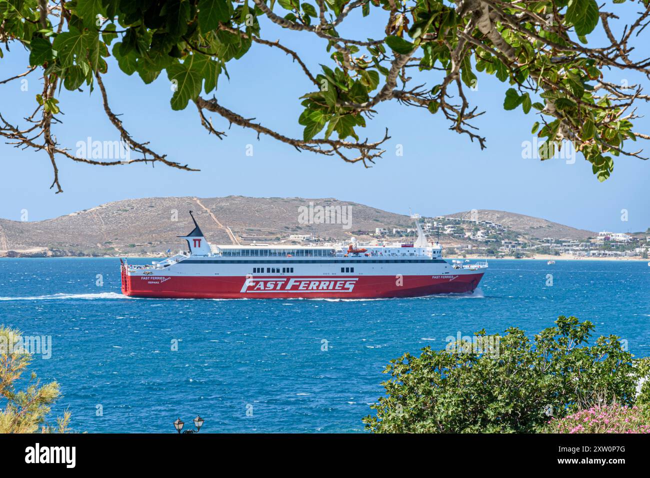 Fast Ferries Andros arrives at Paros Island, Cyclades, Greece Stock ...