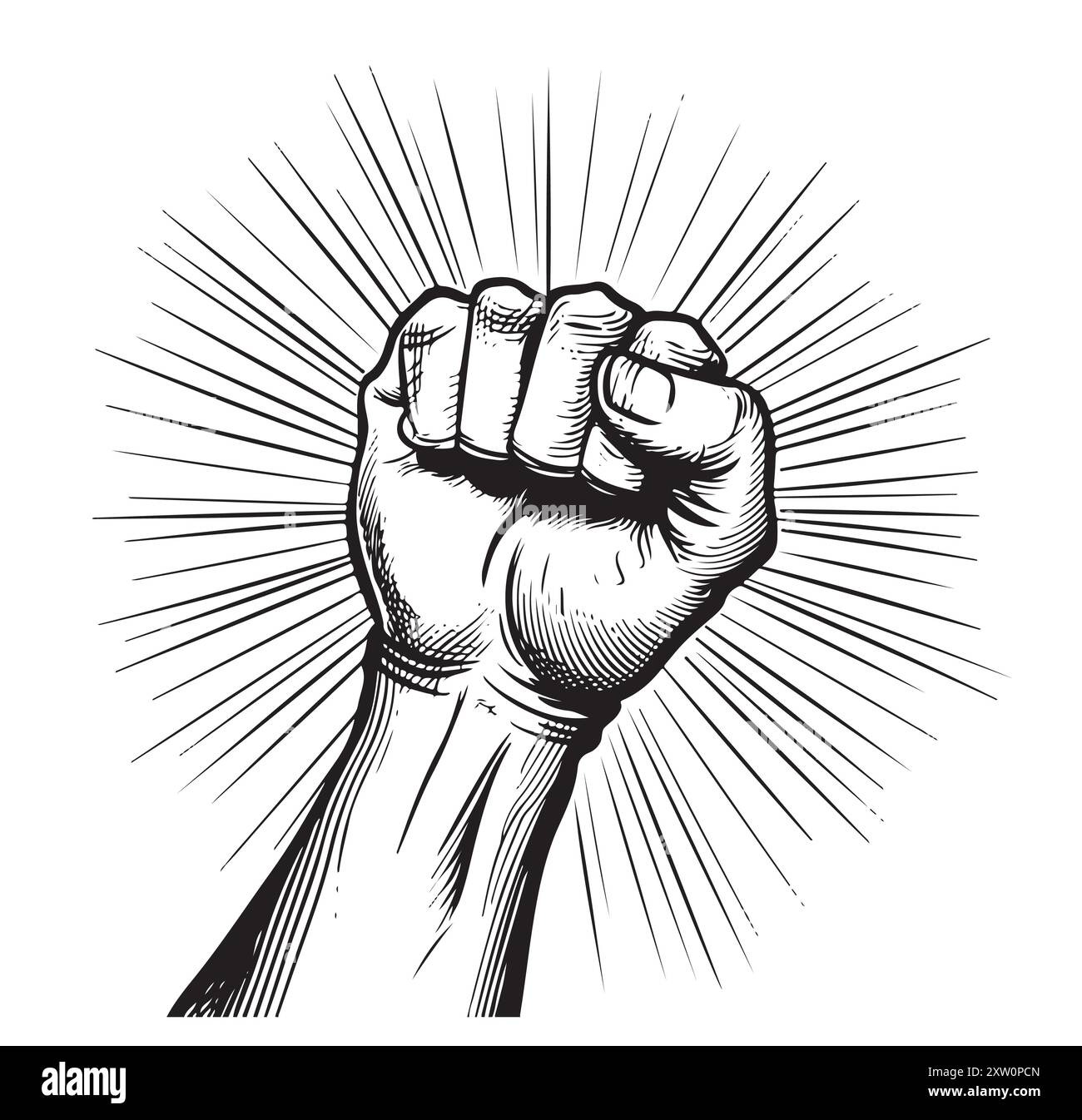Fist Hand sketch raised his clenched hand Vector illustration Stock ...