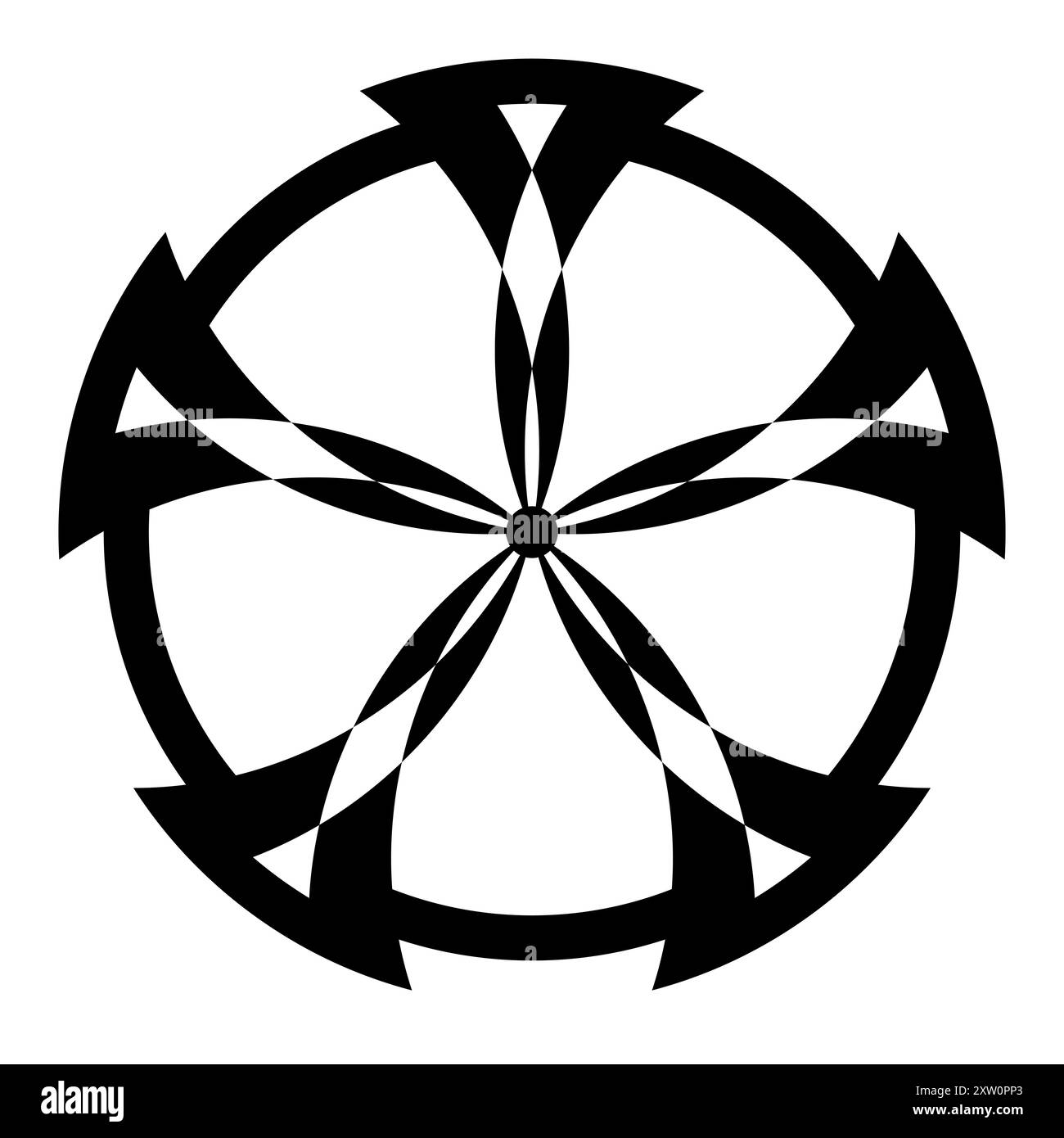 Celtic knot crop circle pattern. Five arcs on a circle, connected with ...