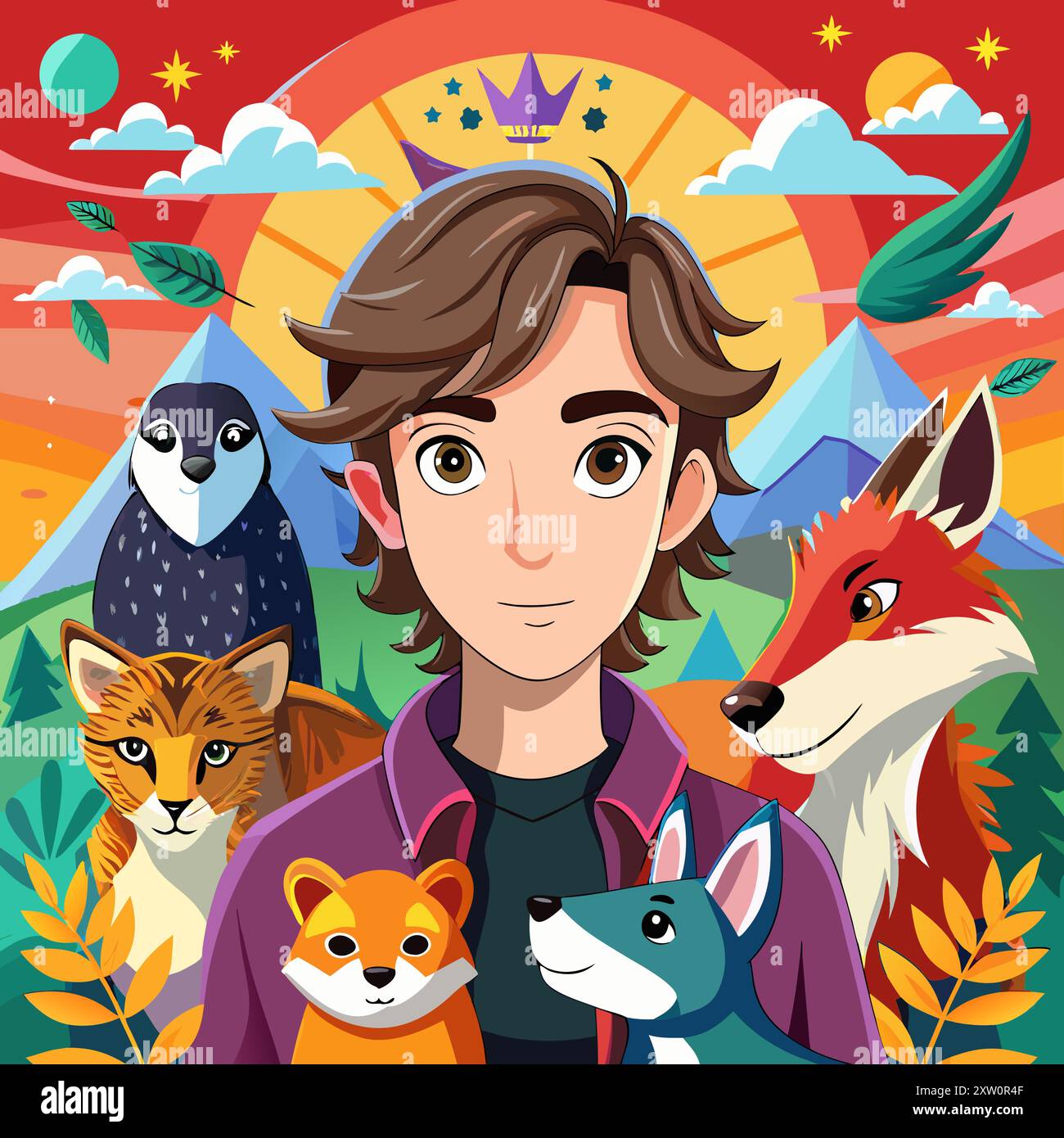 Boy observing animals hi-res stock photography and images - Alamy