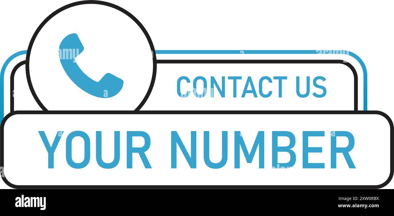 Call us button icon in flat style. Phone number place vector ...