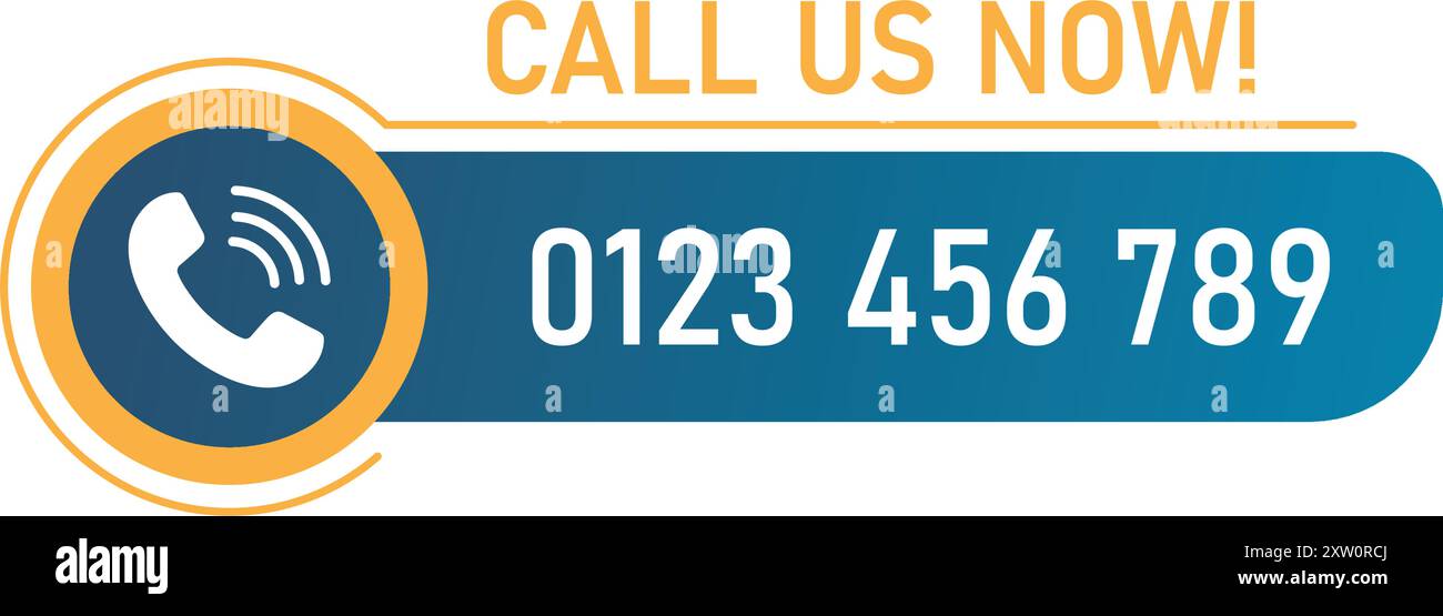 Call us button icon in flat style. Phone number place vector ...