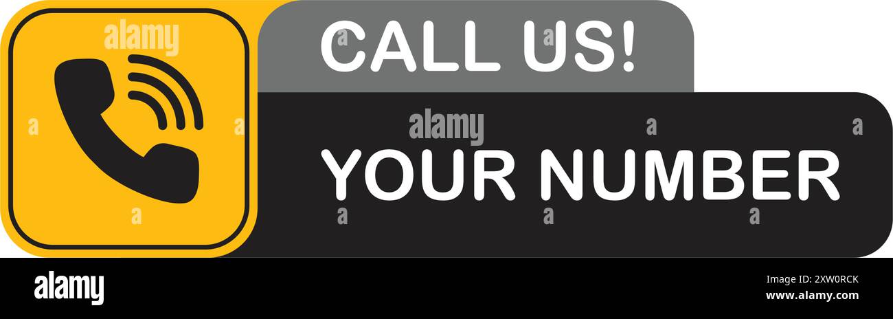 Call us button icon in flat style. Phone number place vector ...