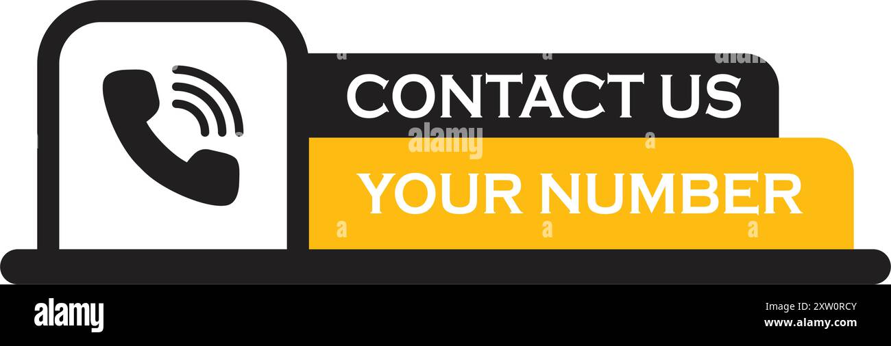 Call us button icon in flat style. Phone number place vector ...