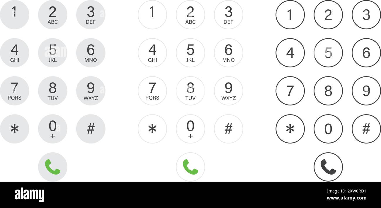 Smartphone dial button icon in flat style. Phone number pad vector ...