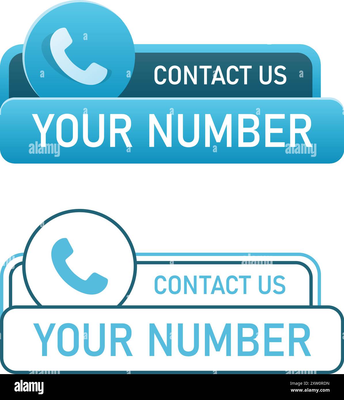 Call us button icon in flat style. Phone number place vector ...