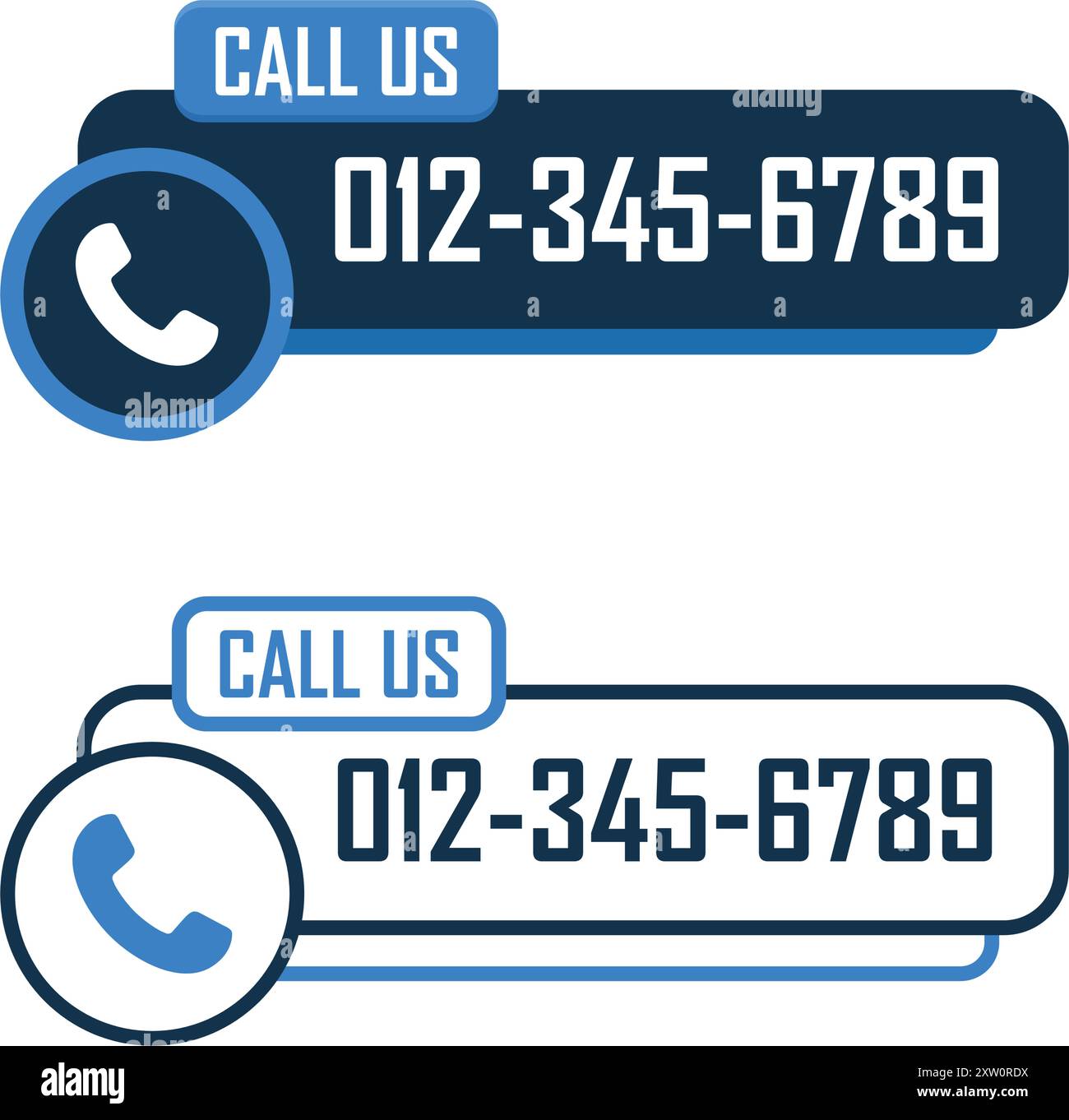 Call us button icon in flat style. Phone number place vector ...