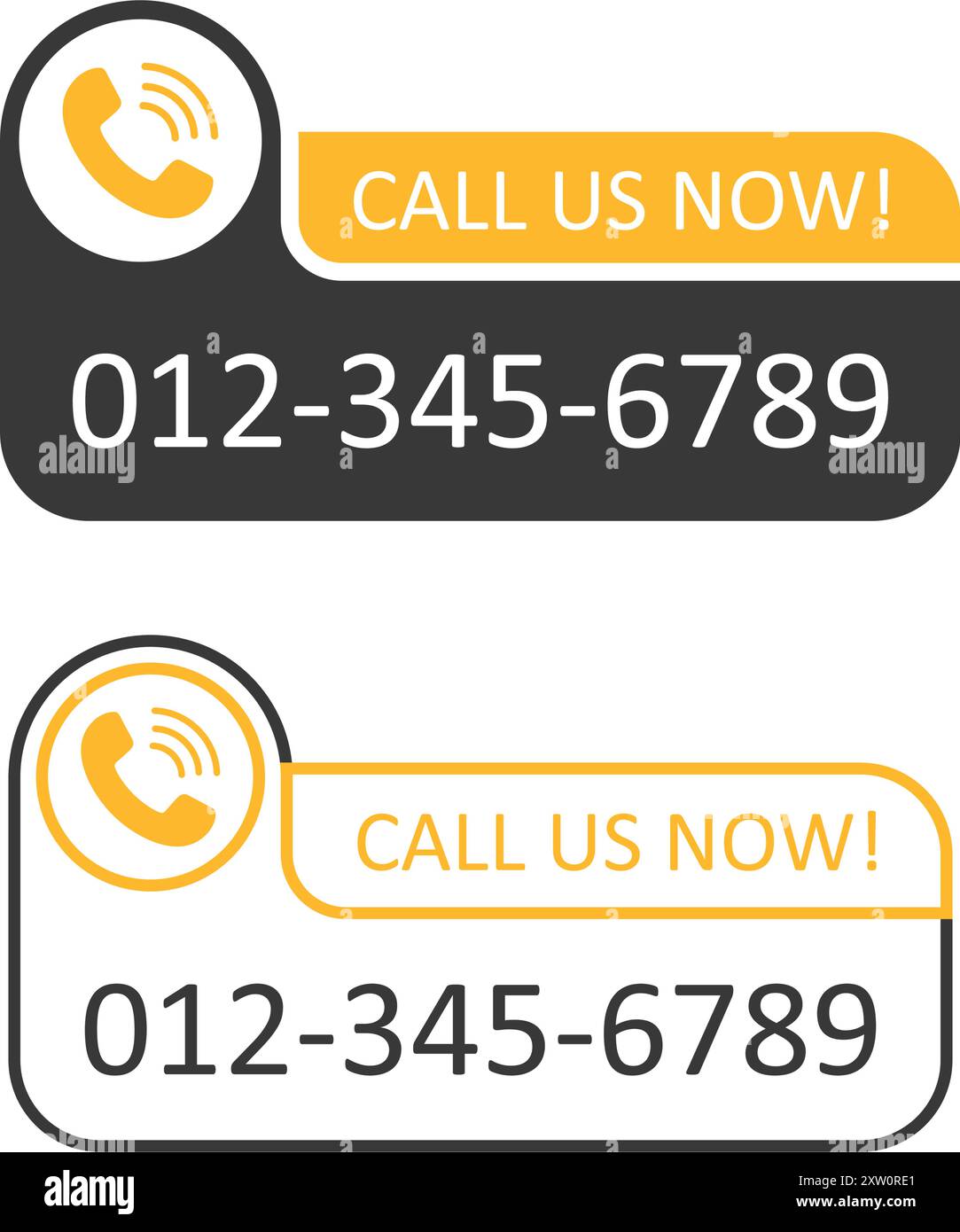 Call us button icon in flat style. Phone number place vector ...