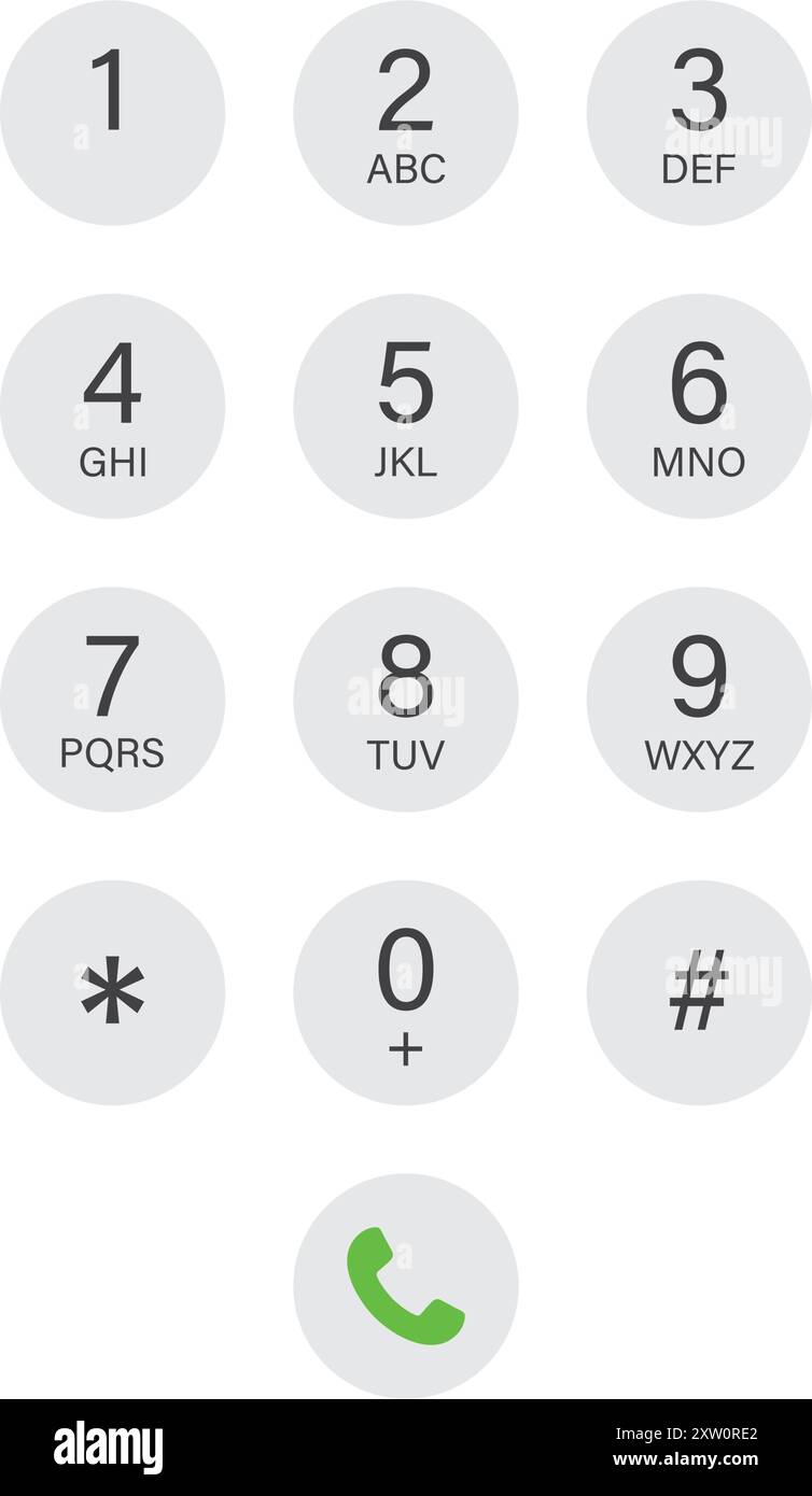 Smartphone dial button icon in flat style. Phone number pad vector ...