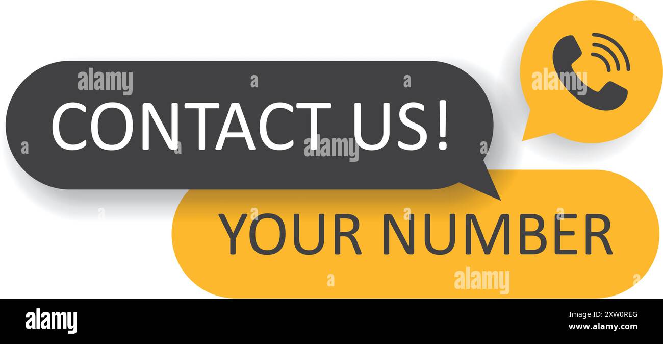 Call us button icon in flat style. Phone number place vector ...