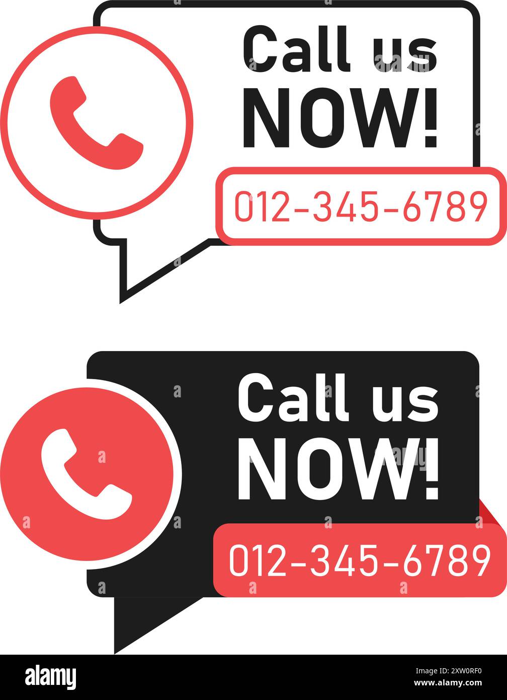 Call us button icon in flat style. Phone number place vector ...