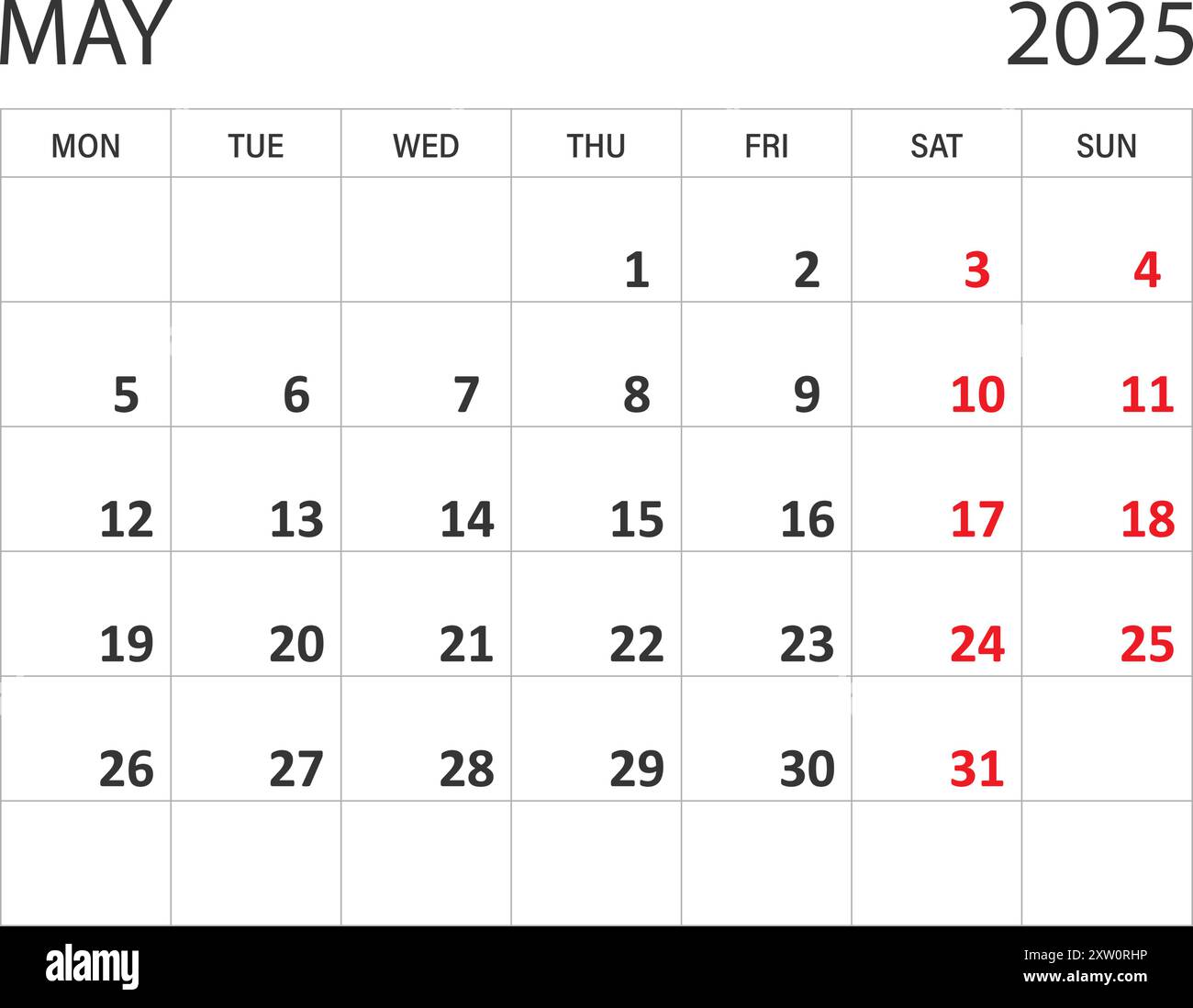 Calendar may 2025 icon in flat style. Planner vector illustration on ...