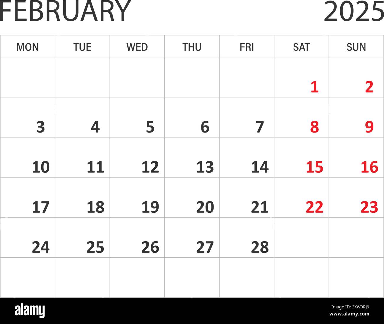 Calendar february 2025 icon in flat style. Planner vector illustration ...