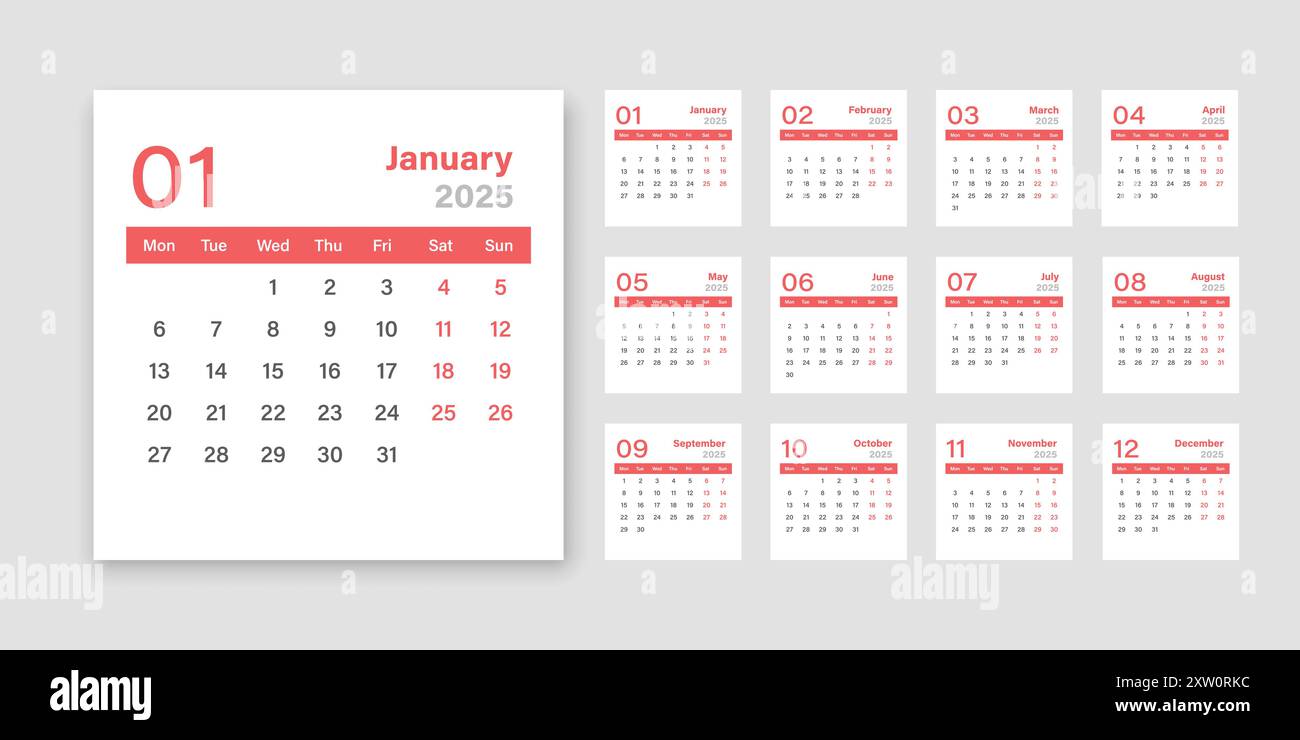 Calendar 2025 year icon in flat style. Planner vector illustration on ...