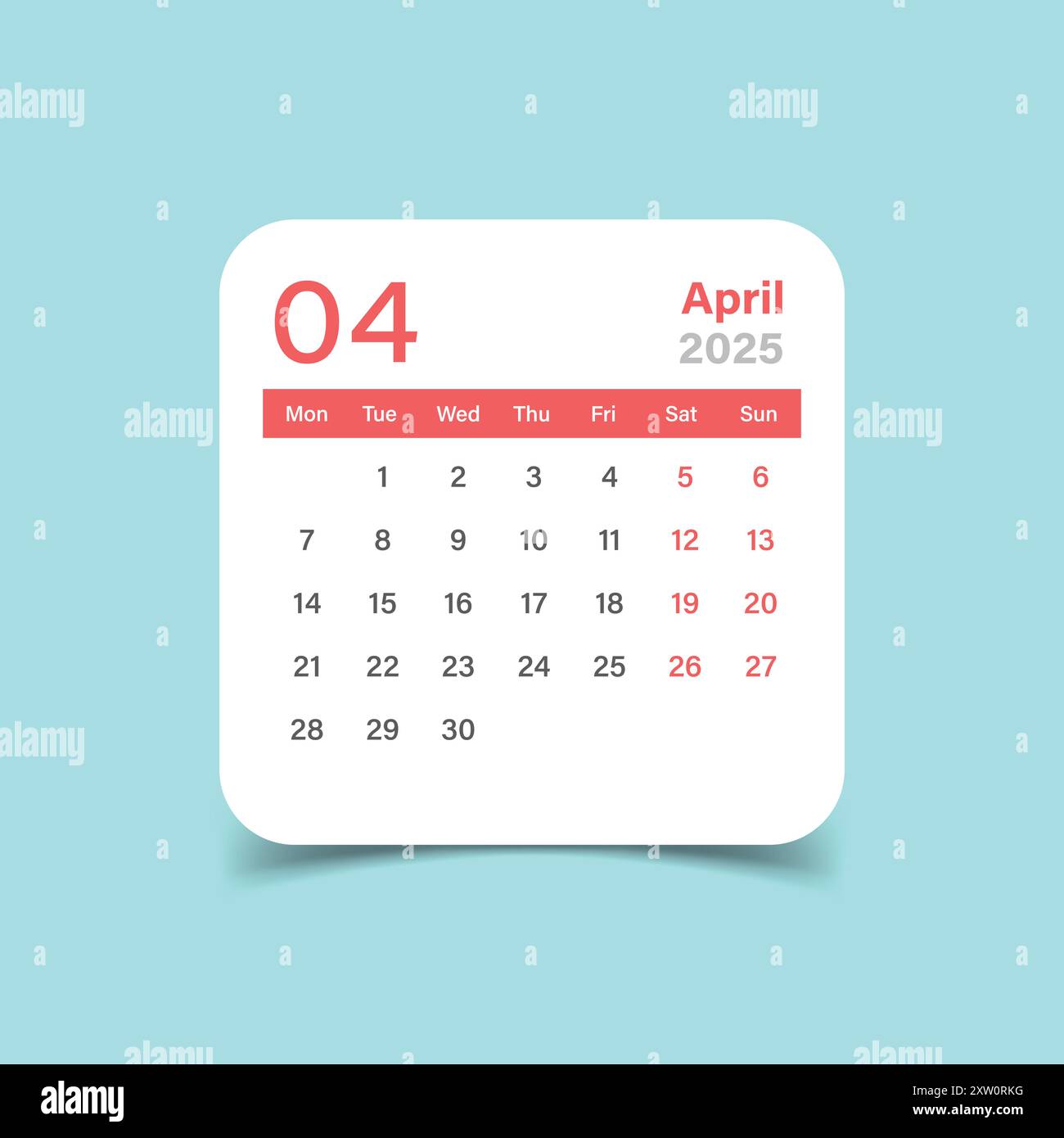Calendar april 2025 icon in flat style. Planner vector illustration on ...