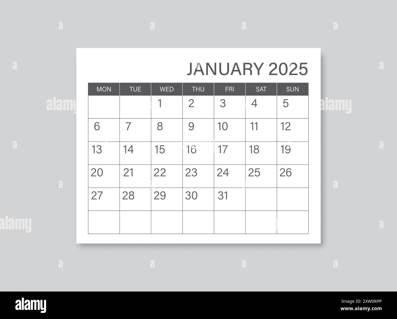 Calendar january 2025 icon in flat style. Planner vector illustration ...