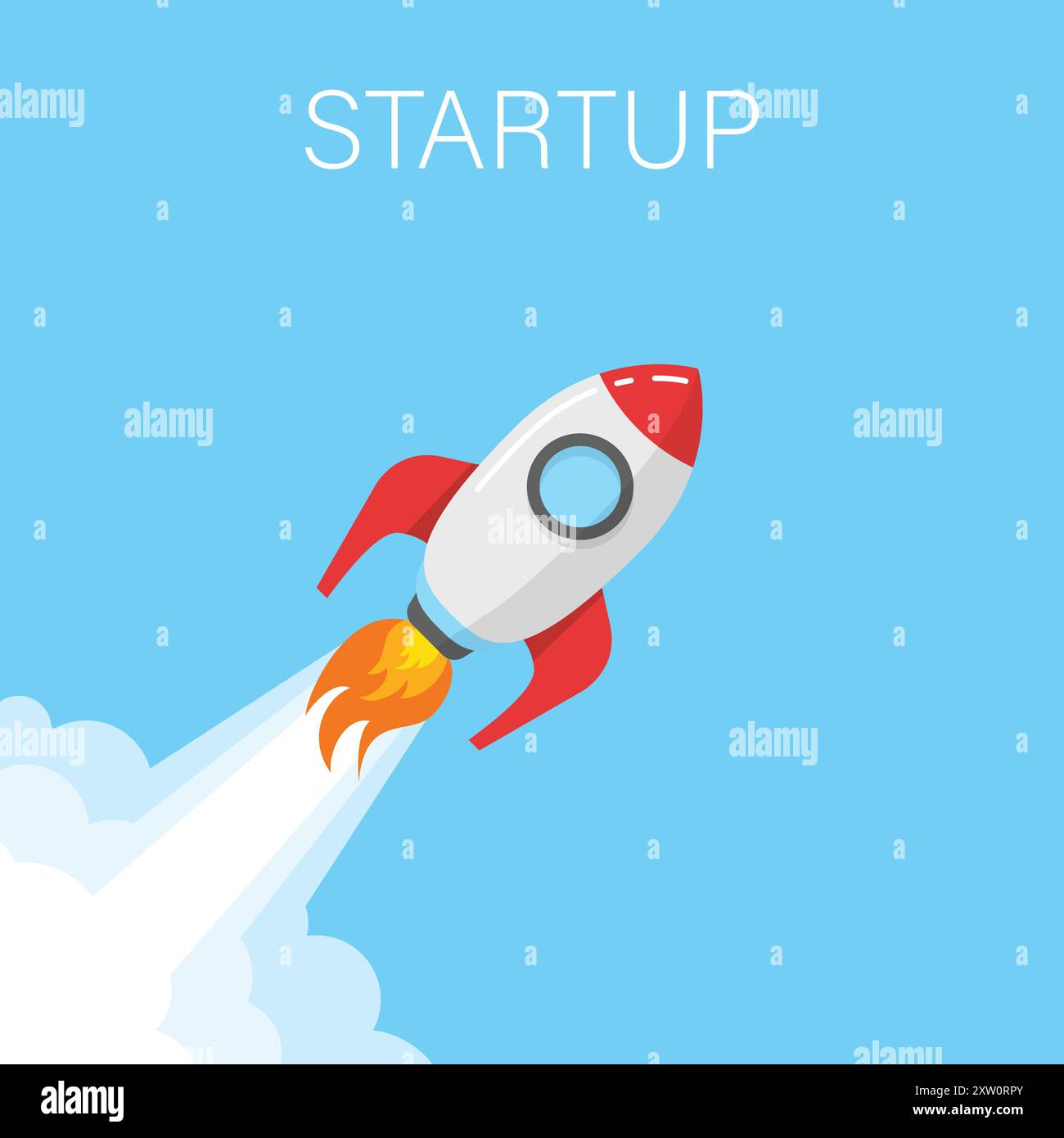 Rocket launch icon in flat style. Space ship vector illustration on ...