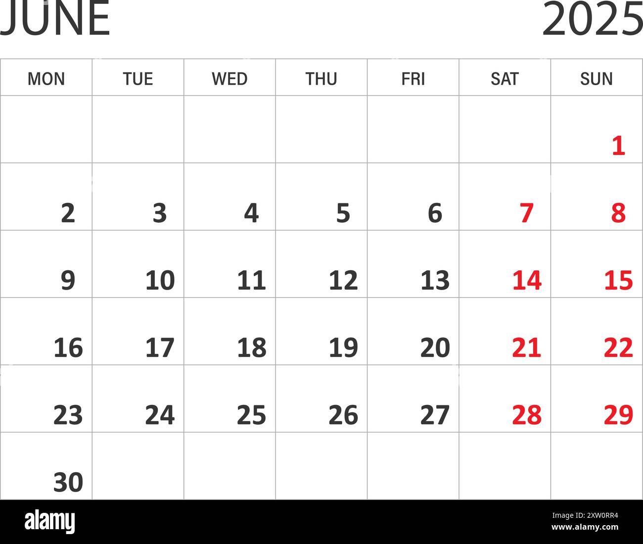 Calendar june 2025 icon in flat style. Planner vector illustration on ...